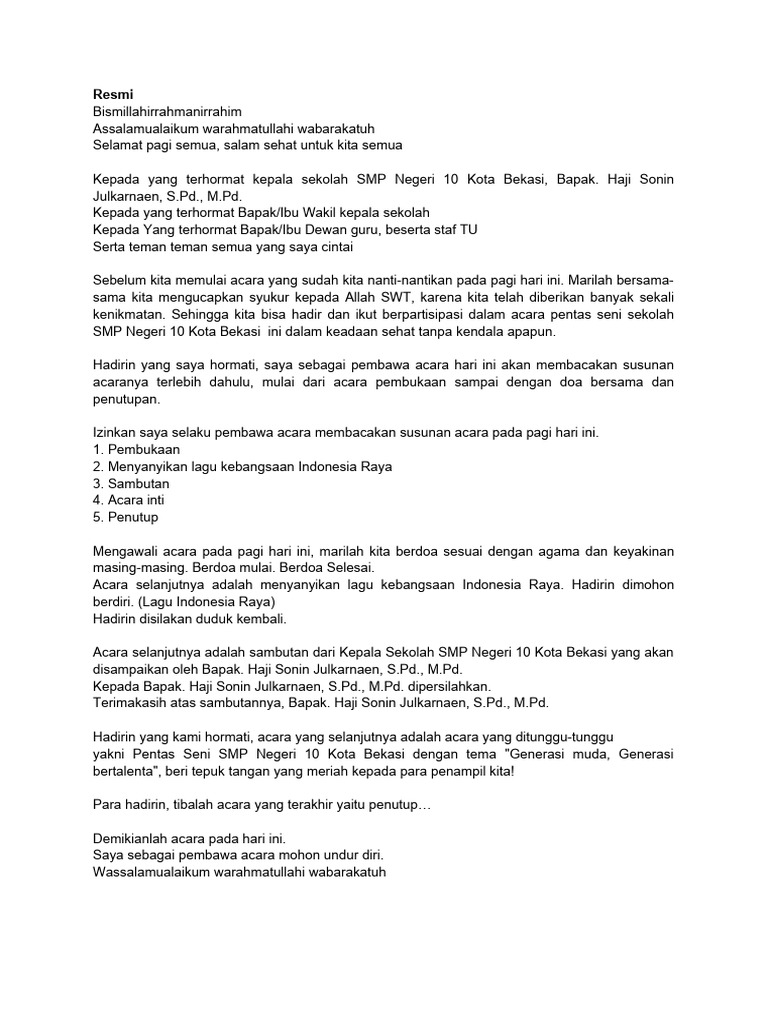 Teks Lomba MC - Classmeet 2023 | PDF