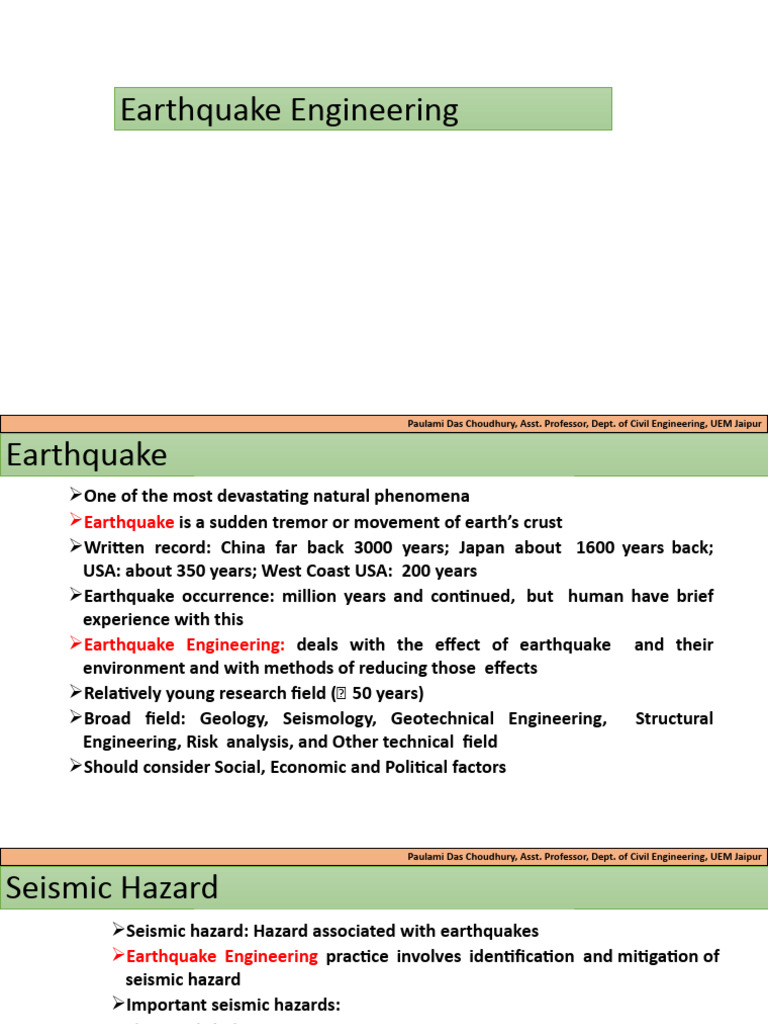 Earthquake Engineering | PDF