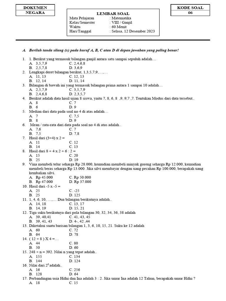 Matematika Kelas 8 | PDF | Metode & Bahan Ajar