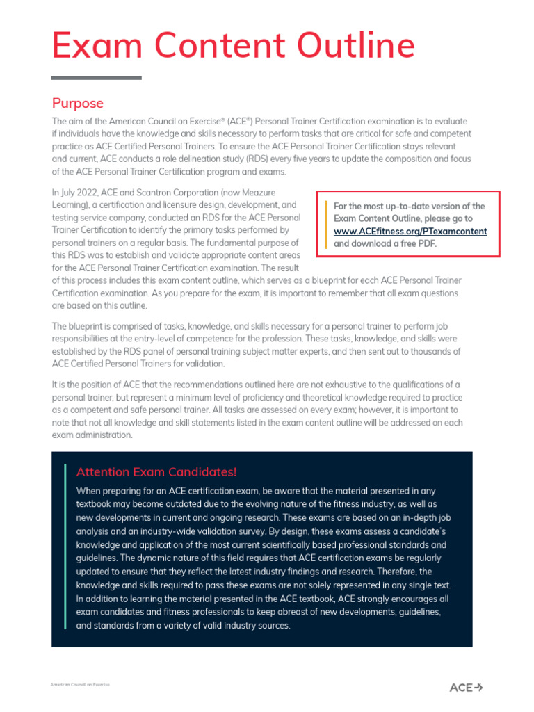 CPT Exam Content Outline | PDF | Personal Trainer | Physical Fitness