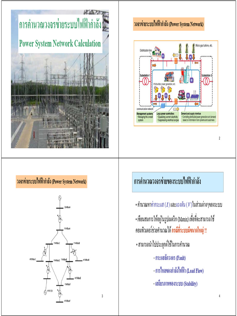 การคํานวณวงจรข่ายระบบไฟฟ้ากําลัง Power System Network Calculation การคํานวณวงจรข่ายระบบไฟฟ้า ...