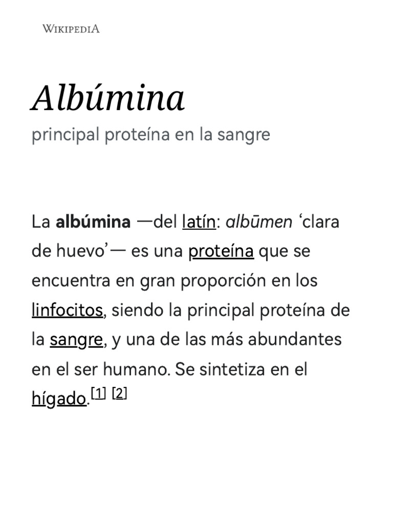 Albúmina - Wikipedia, La Enciclopedia Libre | PDF | Bioquímica | Química
