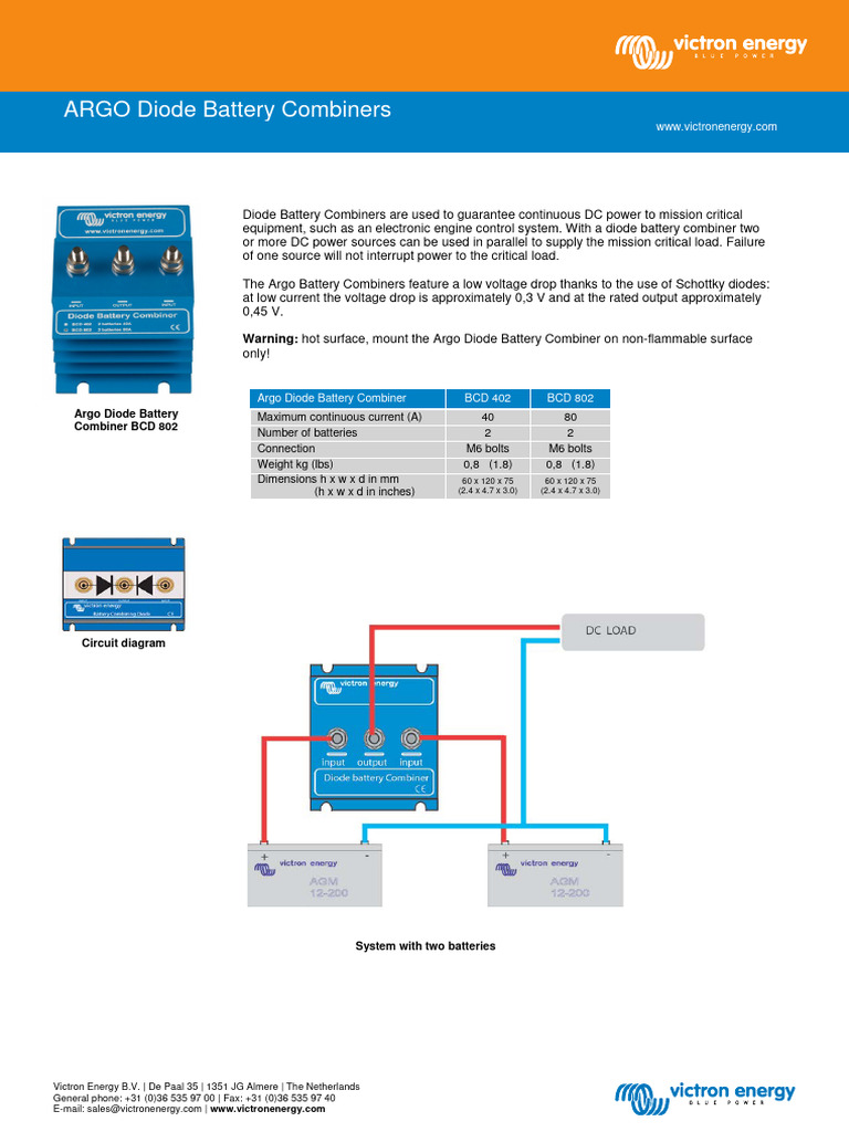 Datasheet Argo Diode Battery Combiners EN | PDF