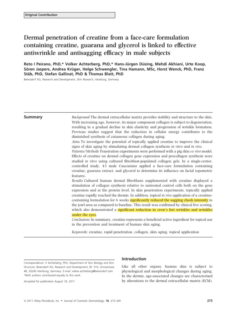 Creatine face-care | PDF | Skin | Collagen