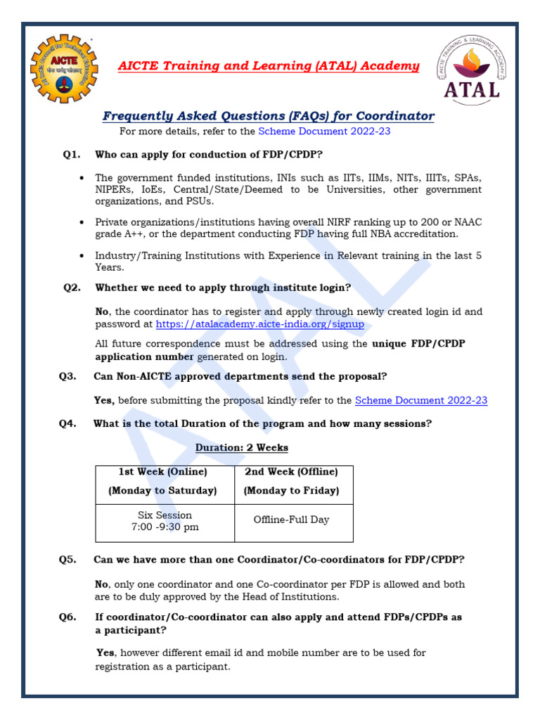 Frequently Asked Questions - ATAL | PDF