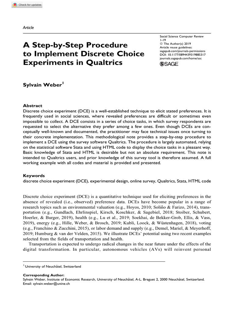 A Step-by-Step Procedure To Implement Discrete Choice Experiments in ...