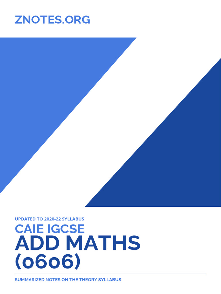 Caie Igcse Add Maths 0606 Theory v1 | PDF | Factorization | Logarithm