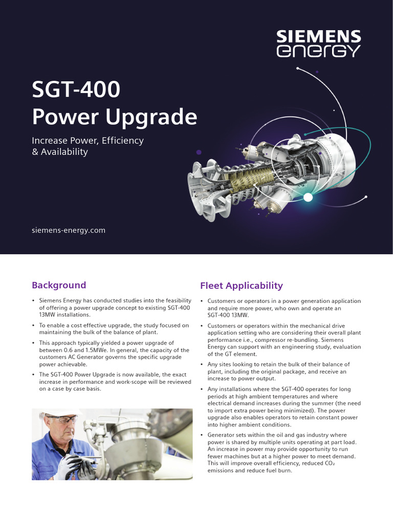SGT-400 Power Upgrade Overview | PDF