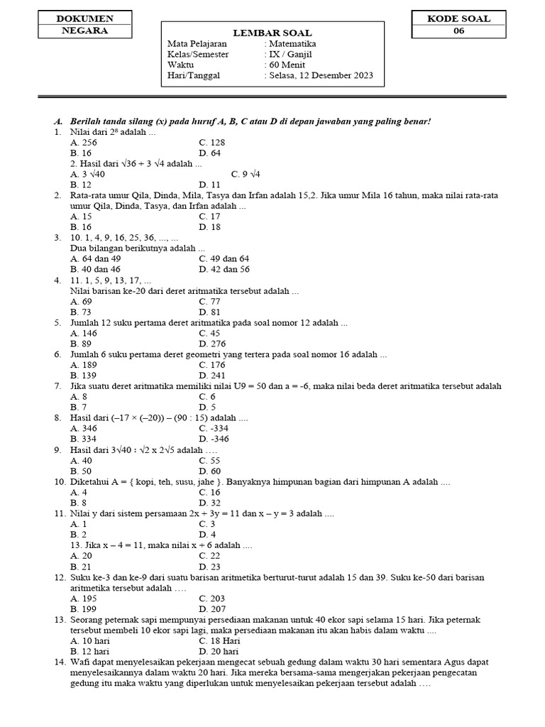 Matematika Kelas 9 | PDF | Metode & Bahan Ajar
