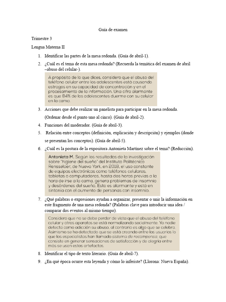 2DO.SEC.Guía para el examen TRIMESTRAL-3 | PDF | Canciones