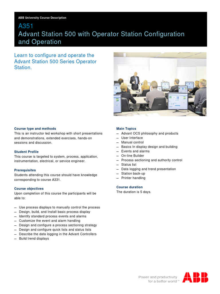 Course Outline A351 - Advant Station 500 With Operator Station ...