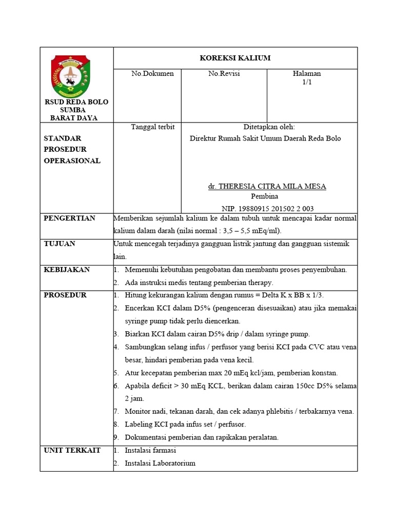 Sop Koreksi Kalium | PDF