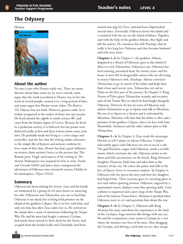 Teacher's Notes | PDF | Odyssey | Odysseus