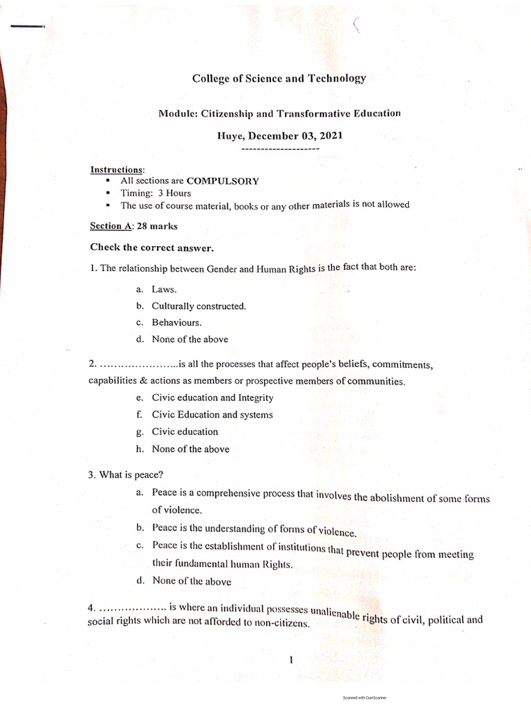 CTE Exam For CST Students | PDF