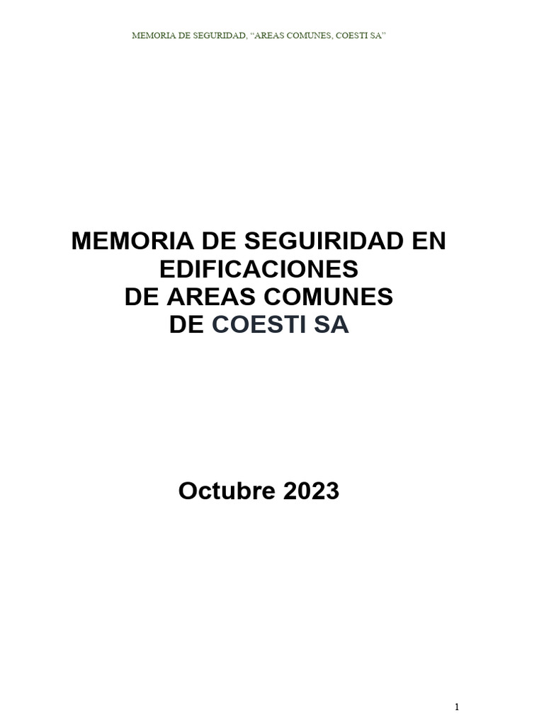 Memoria de Seguridad COESTI S.A. 2023 | PDF