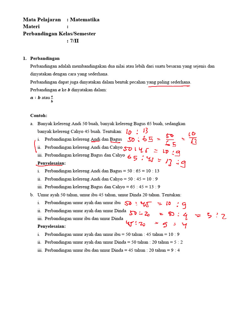 Rangkuman Materi Perbandingan Sem-2 | PDF