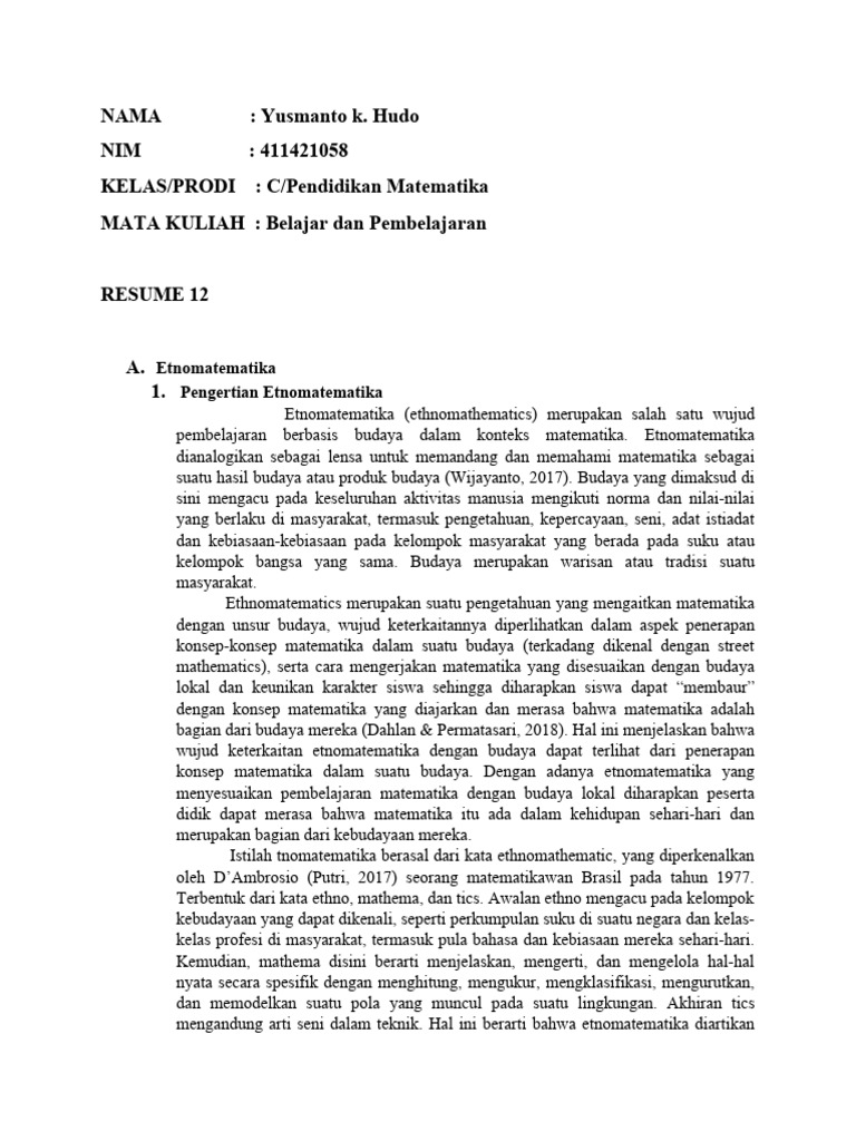 MATERI 12 - Etnomatematika | PDF