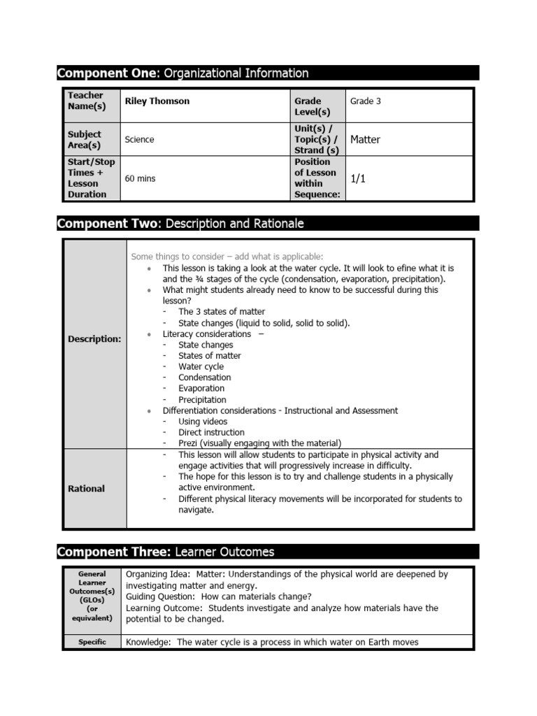 water cycle lesson plan nov 21 | PDF | Water | Learning