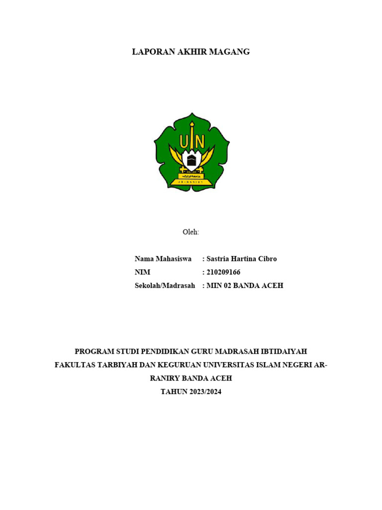 Laporan Magang 1 Sastria Hartina Cibro | PDF