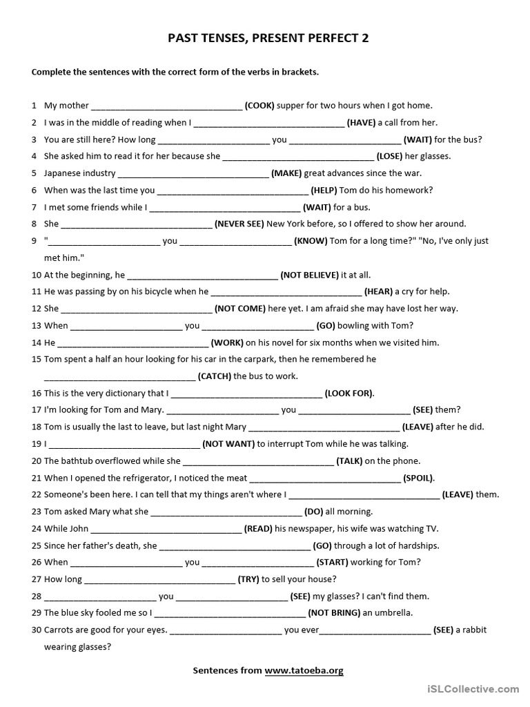 Past Tenses and Present Perfect 2 | PDF