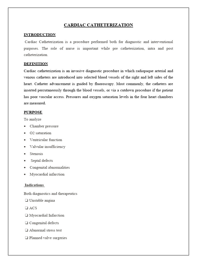 Cardiac Catheterization | PDF | Heart | Myocardial Infarction
