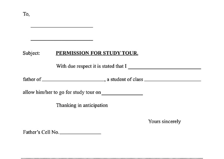 PERMISSION FOR STUDY TOUR New | PDF