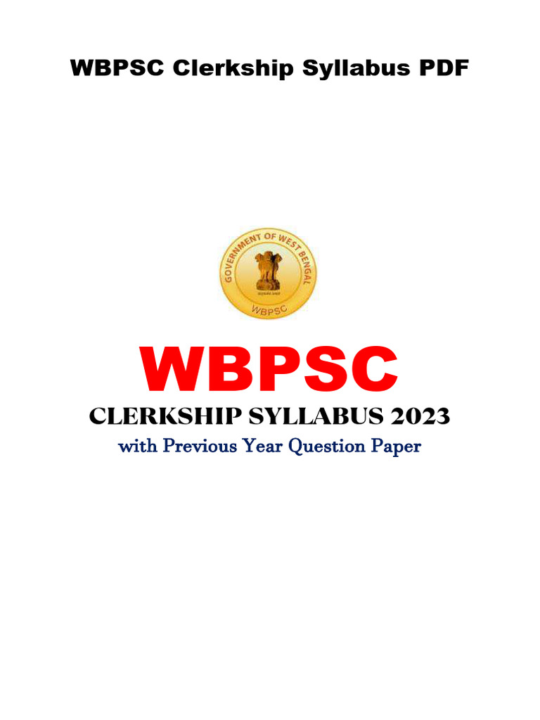 WBPSC Clerkship Syllabus - 2023 PDF | PDF