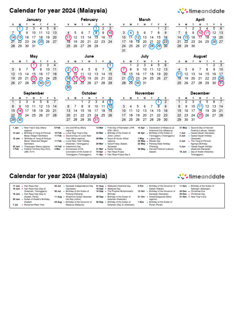 Kalendar Malaysia 2024 | PDF