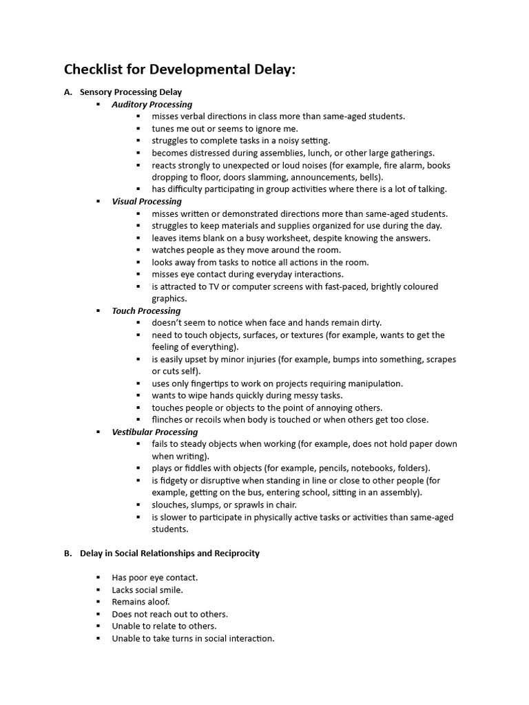Checklist For Developmental Delay - Uddaan | PDF | Emotions | Cognition