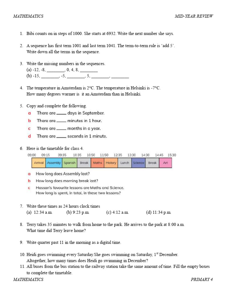 P4 Mid Year | PDF | Teaching Methods & Materials