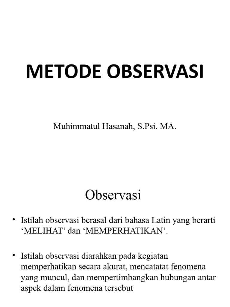 Metode Observasi | PDF
