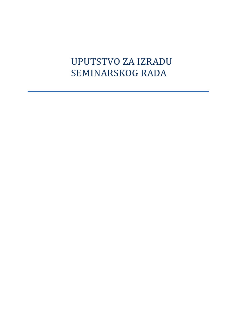 Pravilnik o Izradi Seminarskih Radova | PDF