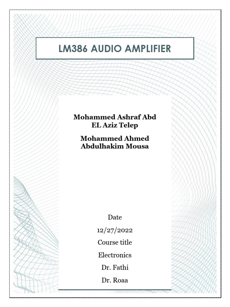 LM386 Audio Amplifier | PDF
