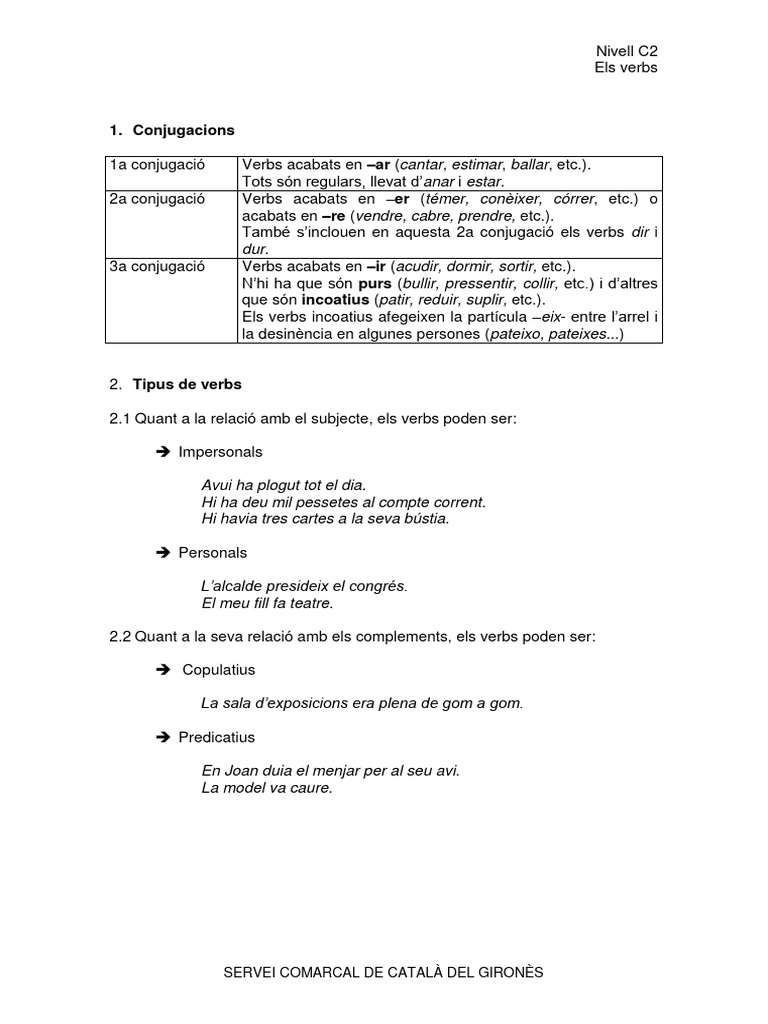 Els-Verbs Nivell c2 | PDF