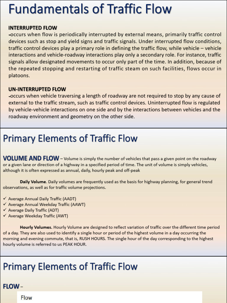 Fundamentals of Traffic Flow Part 1 | PDF | Speed | Mean