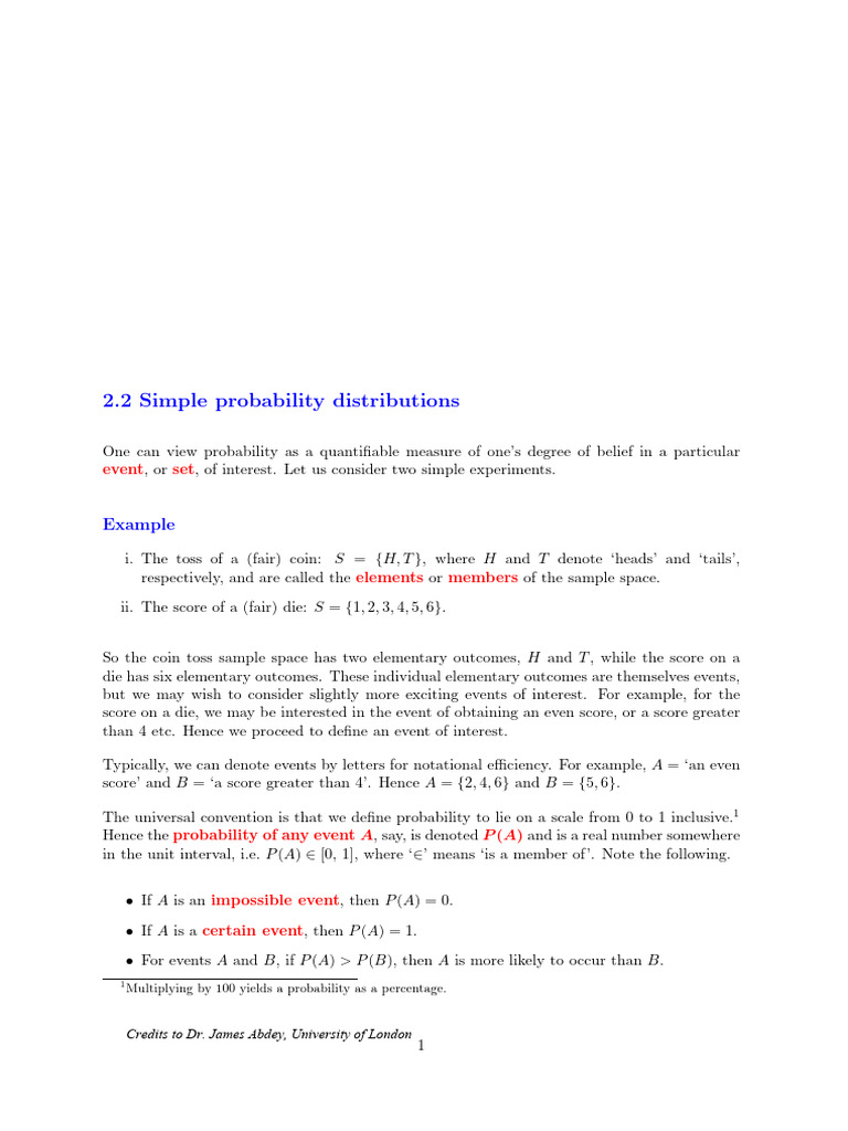 Simple Prob Distribution | PDF