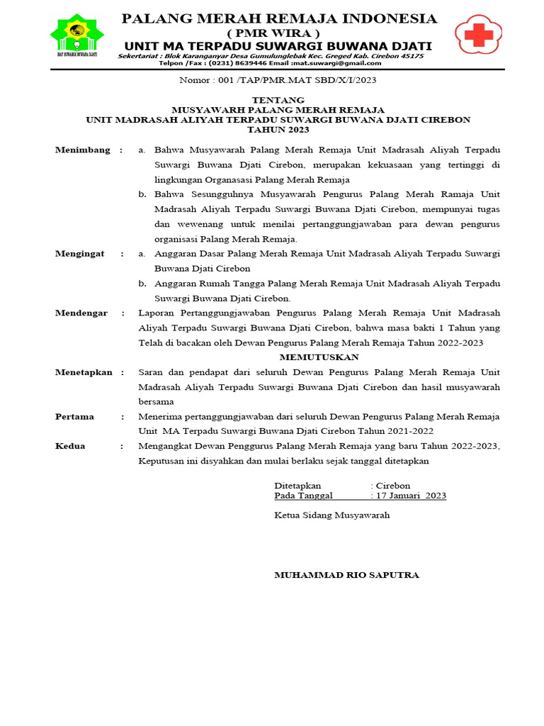 SK Anggota PMR 2022-2023 | PDF
