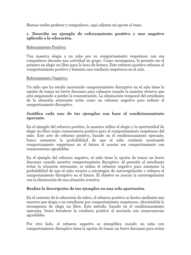 Tareas f4x | PDF | Reforzamiento | Comportamiento