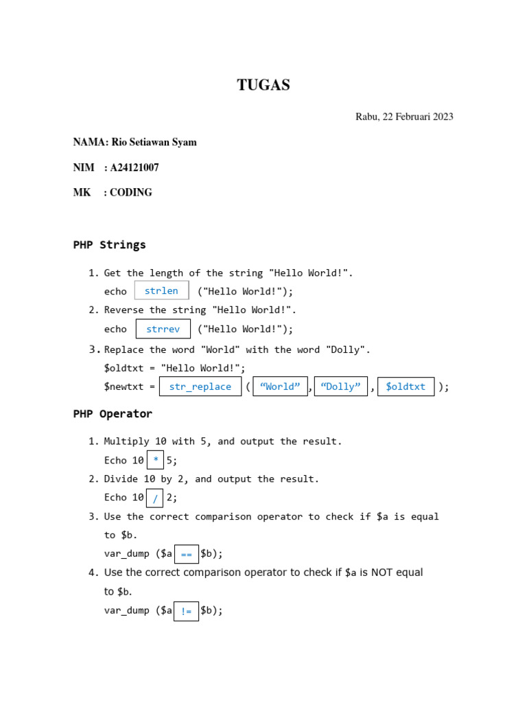 Tugas Coding - Rio Setiawan Syam - A24121007 | PDF