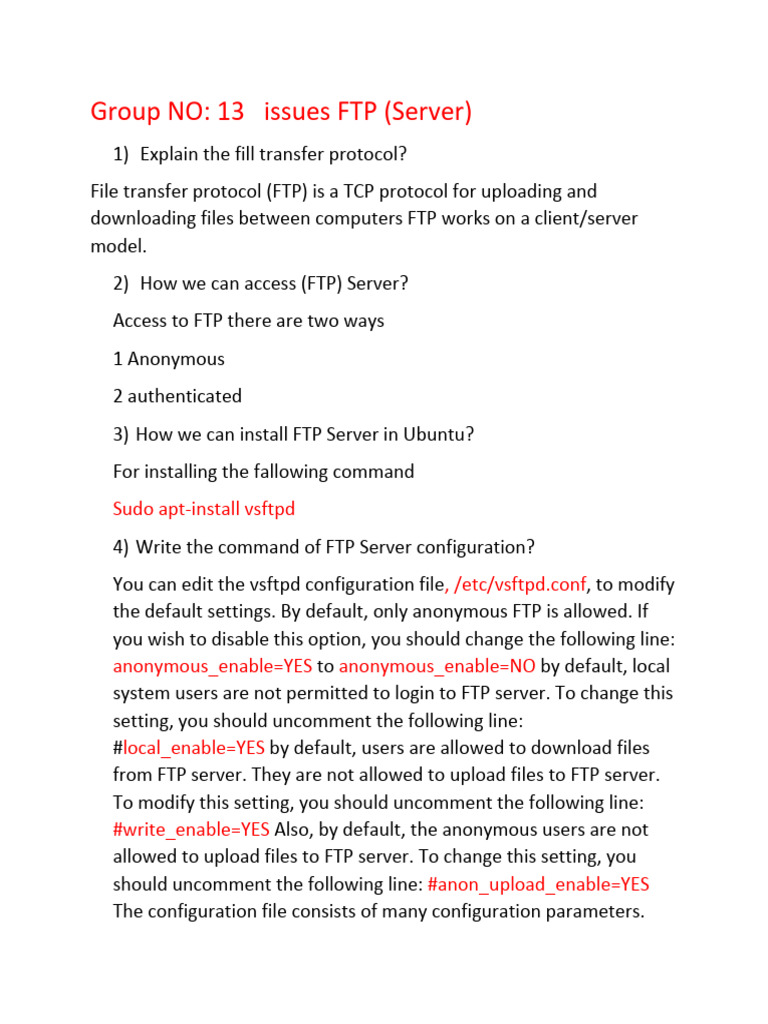 Group Number 13 FTP Server | PDF