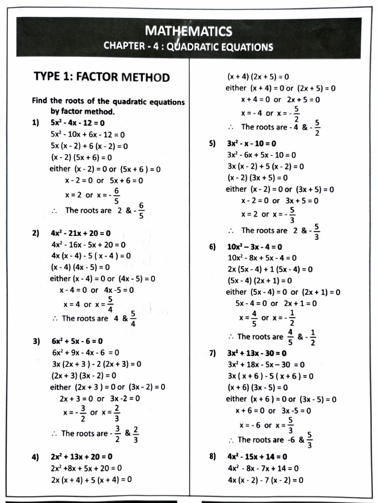 4 1 Quadratic Equations Pdf Quadratic Equation Mathematical Concepts