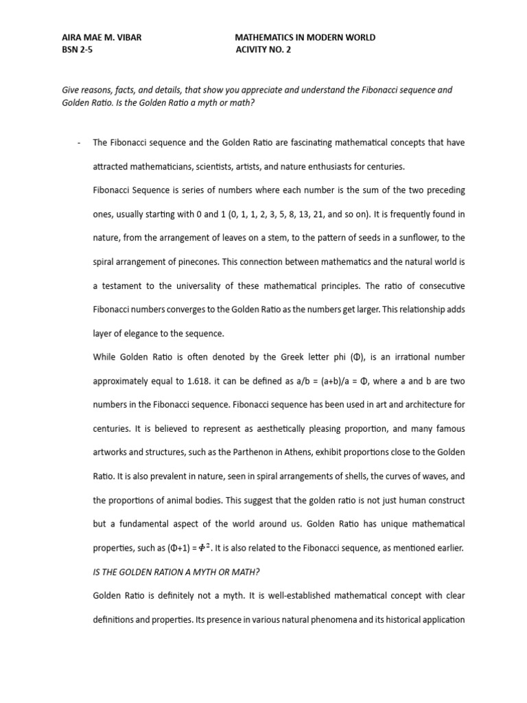 Vibar - Activity No.2 | PDF | Mathematics | Mathematical Objects