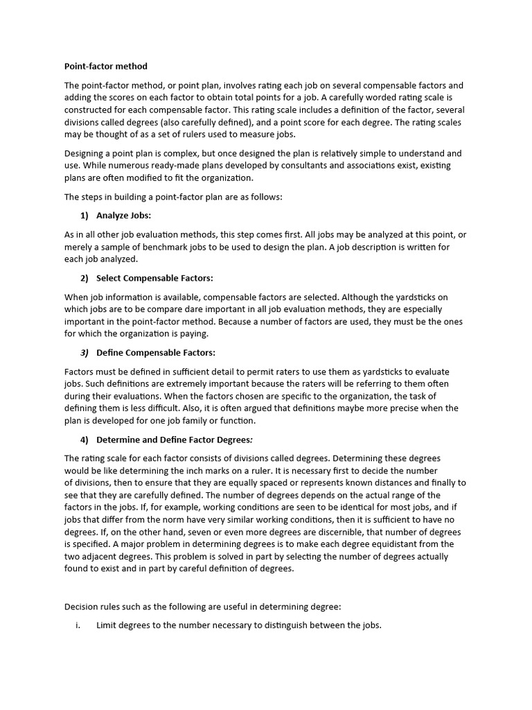 Point-Factor Method | PDF