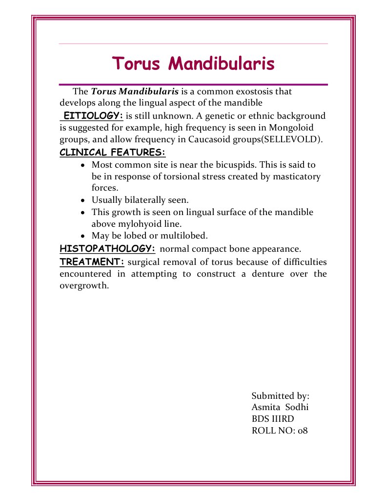 Torus Mandibularis | PDF