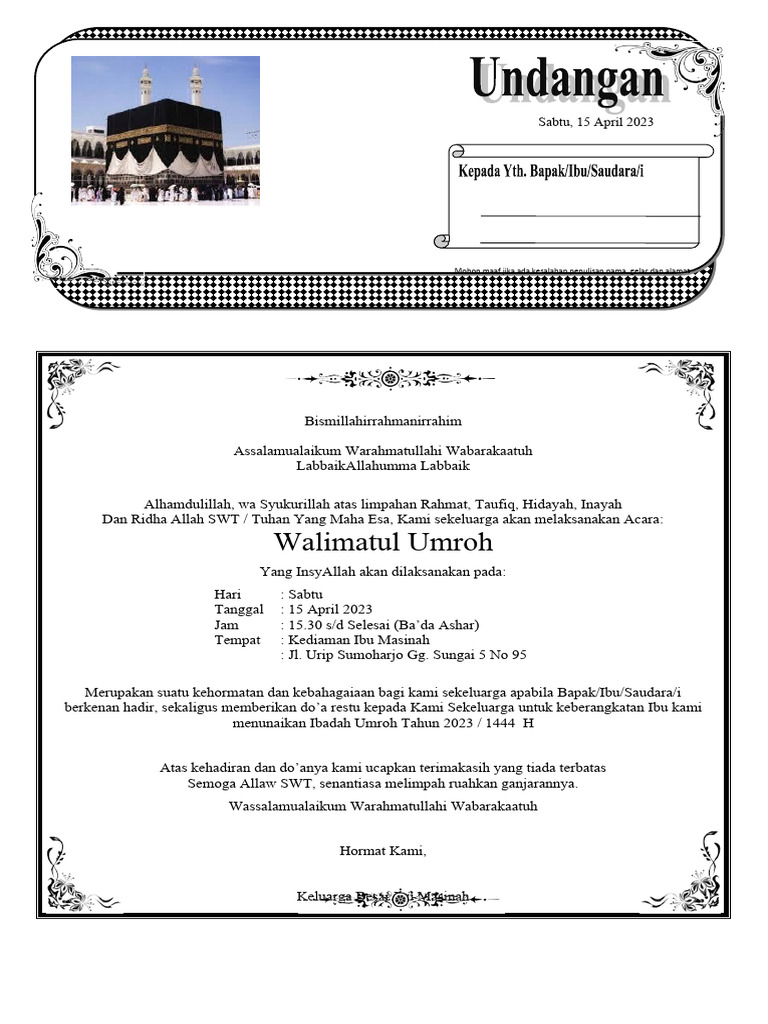 Undangan Umroh | PDF