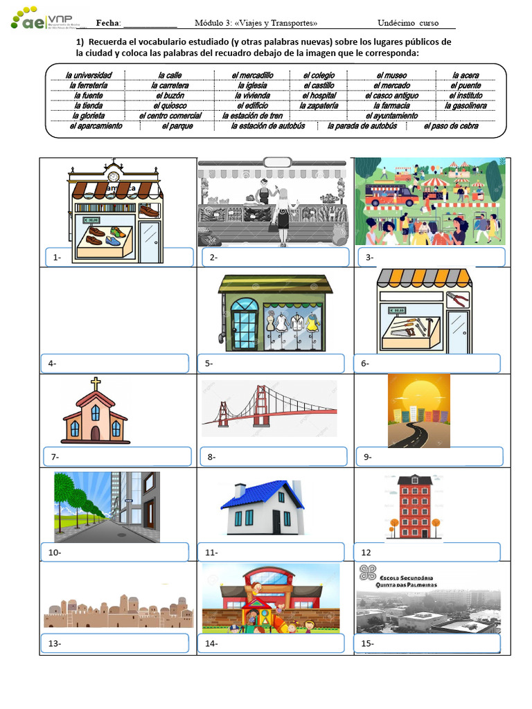 Vocabulario de lugares en la ciudad | PDF | Transporte