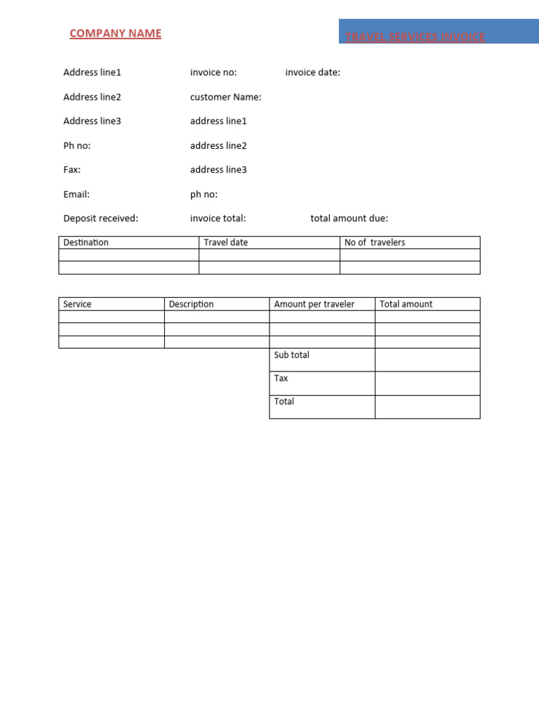 Travel Service Invoice | PDF