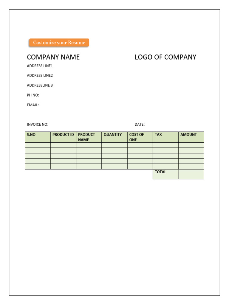 Simple Product Invoice | PDF