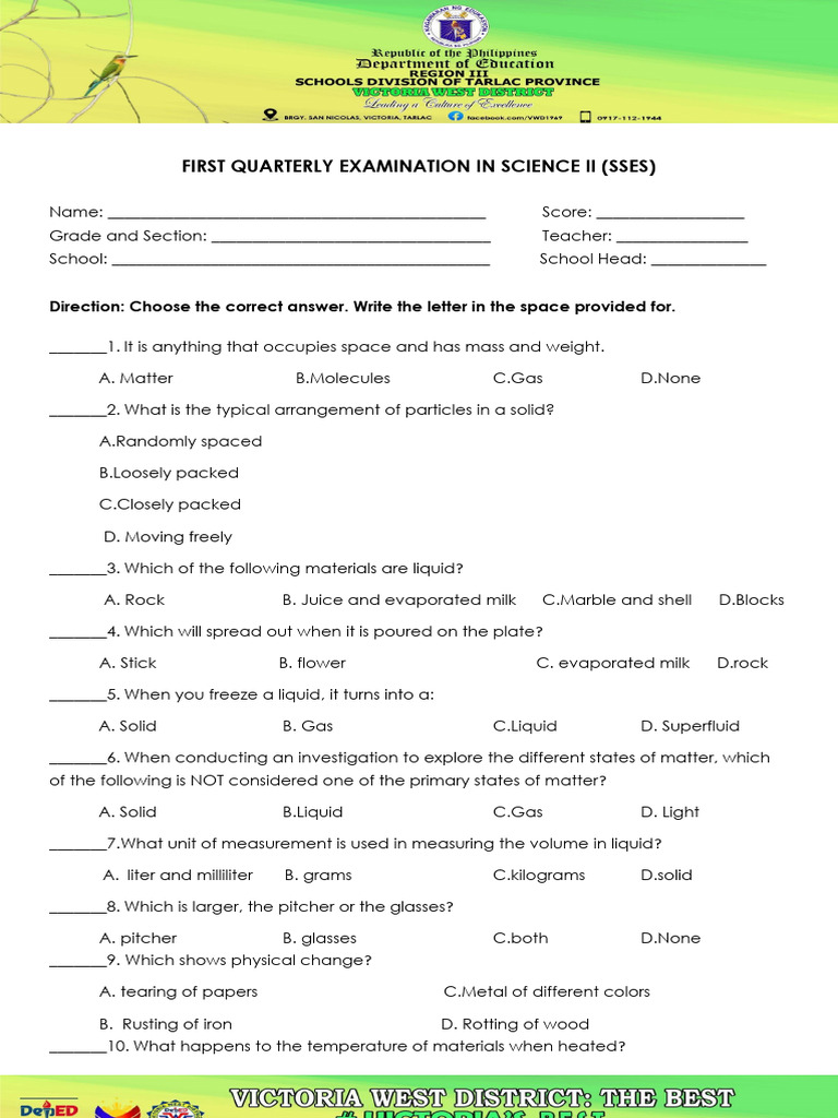 2 Sses Science 1ST PT | PDF | Liquids | Gases