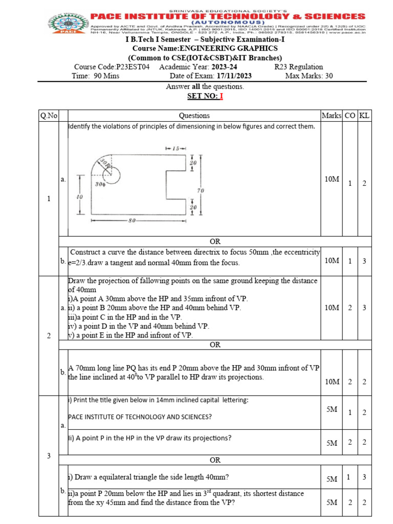 EG Question PAPER FOR IOT& IT | PDF | Elementary Mathematics | Geometric Shapes